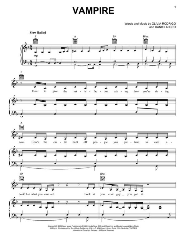 Vampire Guitar Tutorial: Olivia Rodrigo Guitar Lesson With Chord Chart ...